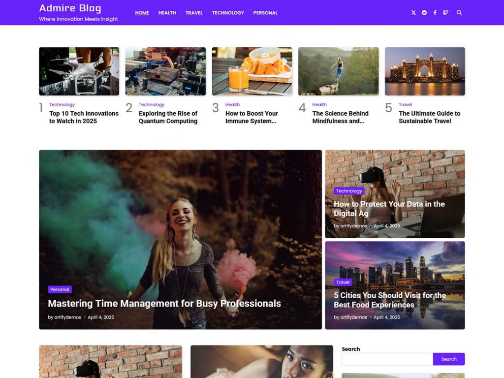 Admire Blog – Artify Themes